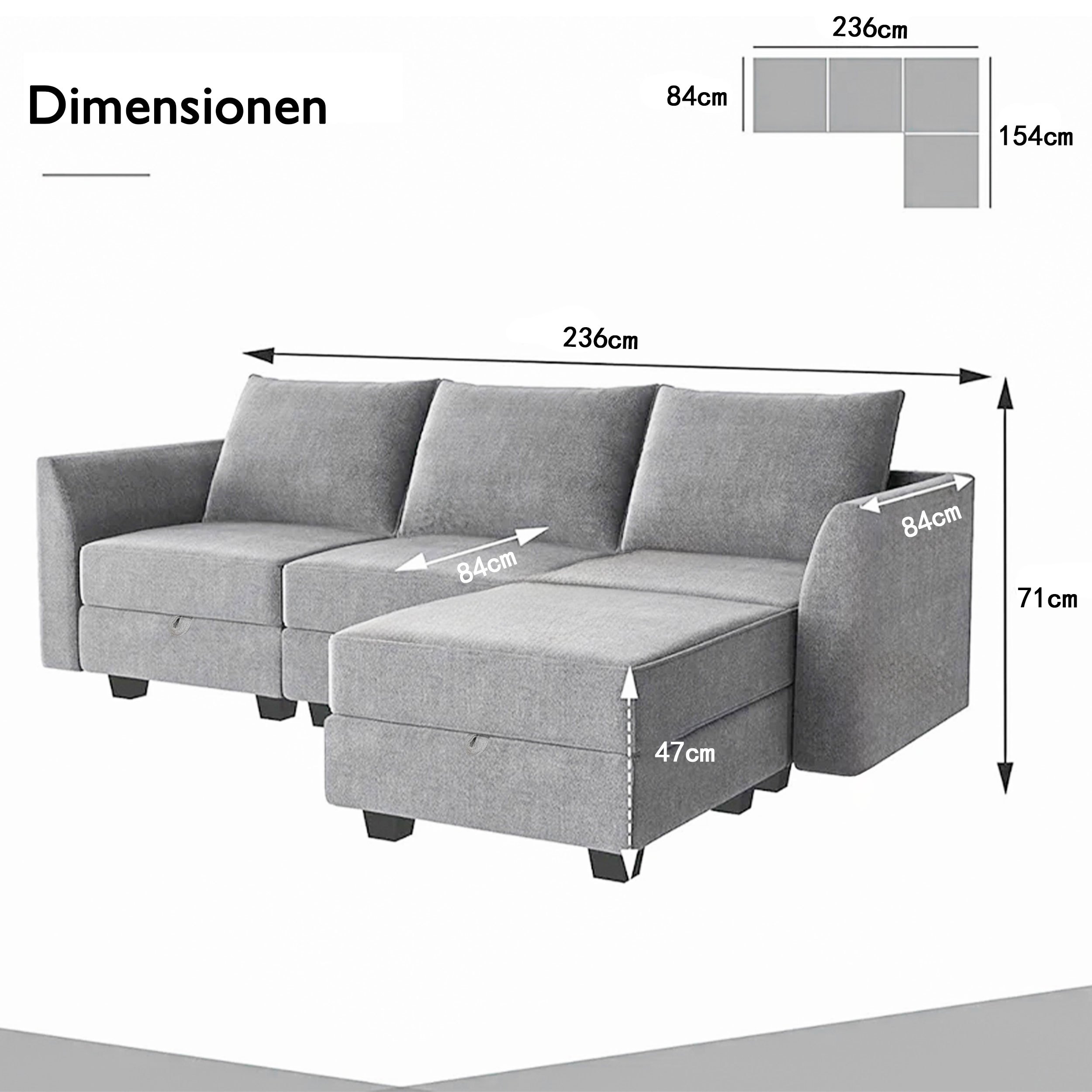 Corner Sofa L shape Sofa Ottoman Storage Space Sleeping - Temu Germany