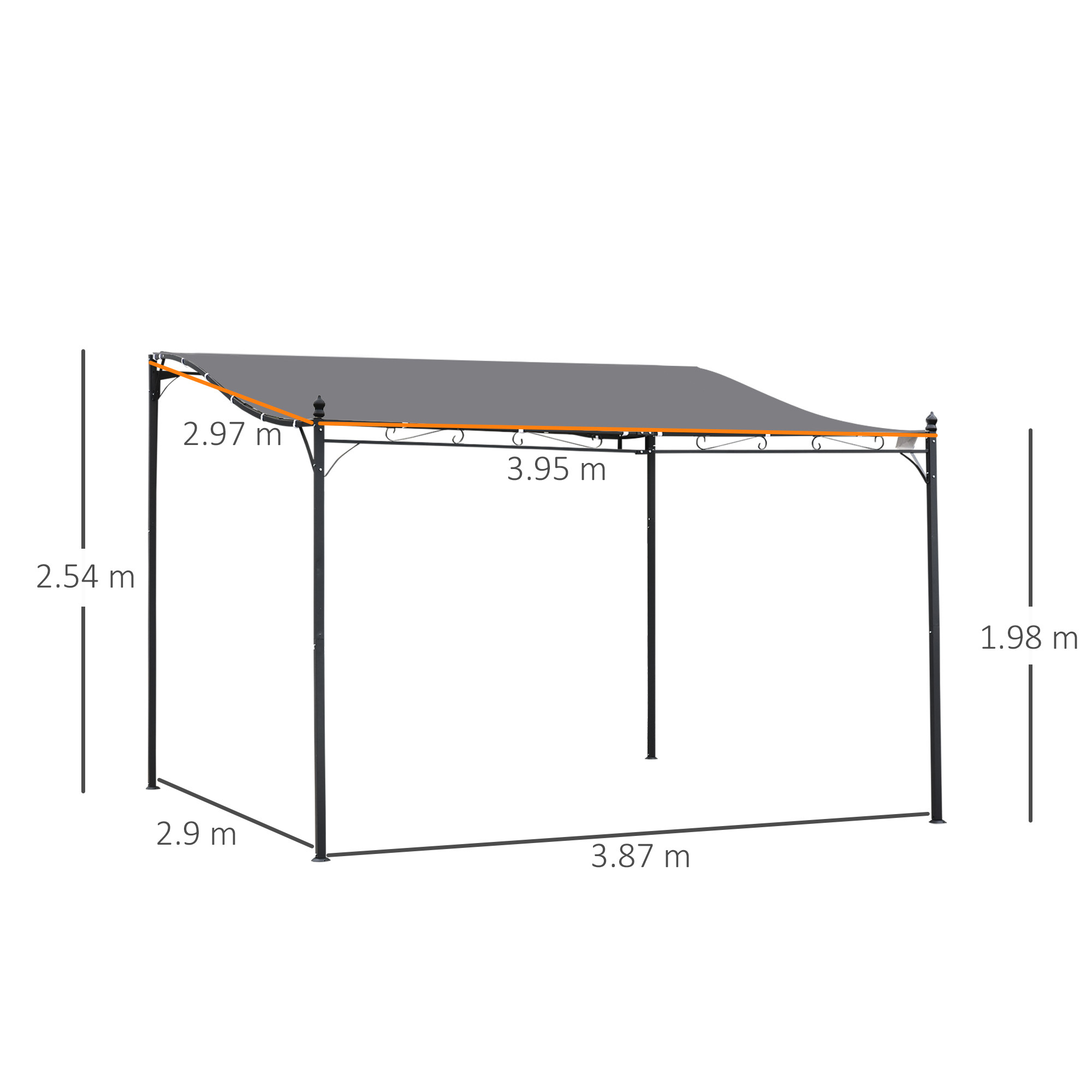 4 X 3 Meters Metal Wall Gazebo Awning Garden Marquee - Temu United