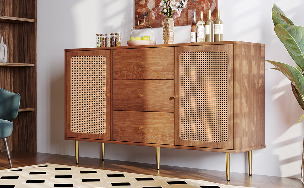 Btm Rattan Sideboard Cabinet Living Room Chest Drawers 2 - Temu United