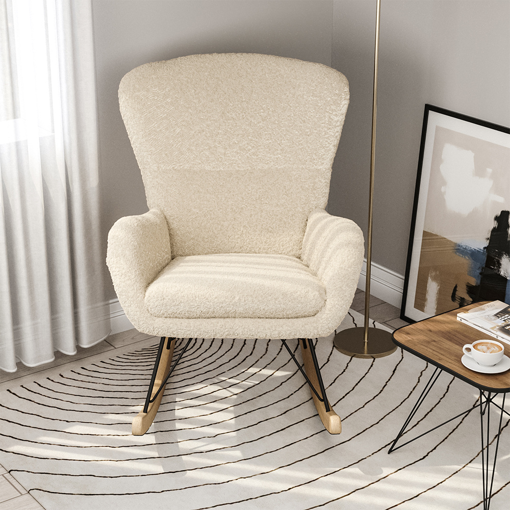 Wing Back Rocking Chair Recliner Armchair Sherpa - Temu United