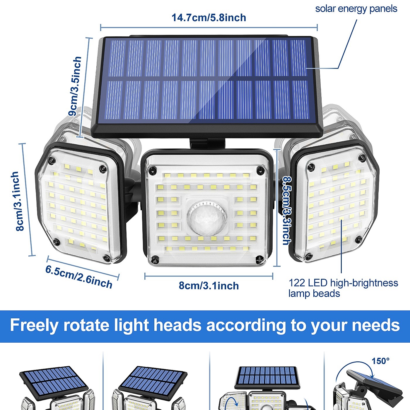 122 Led Security Lights Outdoor Motion Sensor - Solar Garden Lights ...