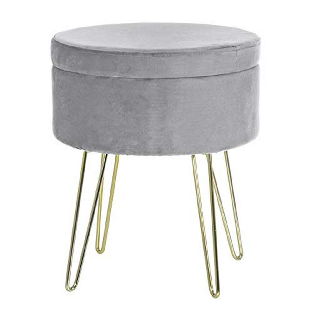 Aria Silver Fabric Storage Stool Chair With Footrest With Dressing ...