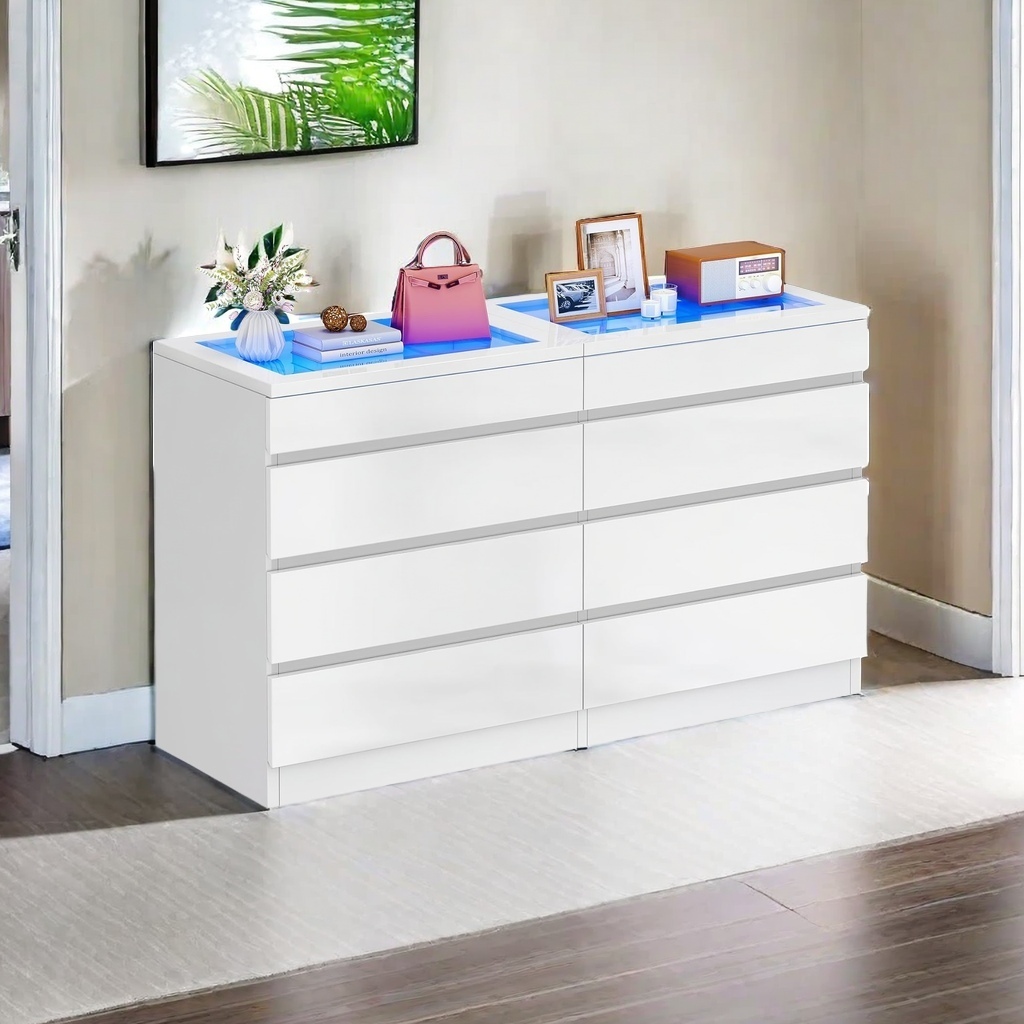 Modern Chest Of Drawers With Led Surface Divider Storage Organizer For ...