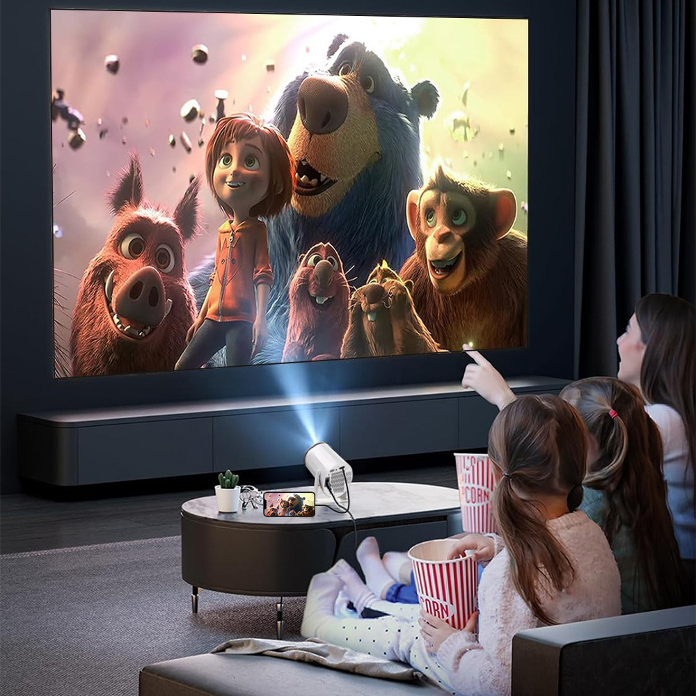 1080p Projector Portable Mini Projetor Wired With Speakers For Phone ...