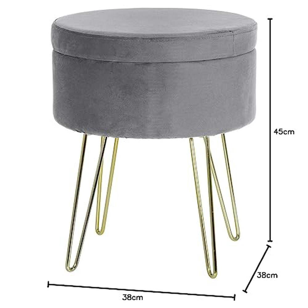 Aria Silver Fabric Storage Stool Chair With Footrest With Dressing ...