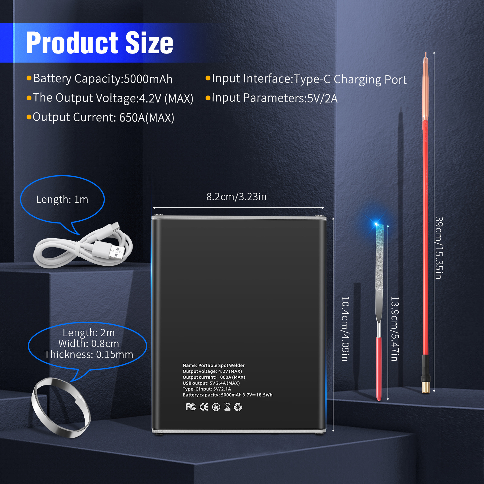 Portable Welder With 5000mah Battery, 11 Gears Adjustable, Including ...