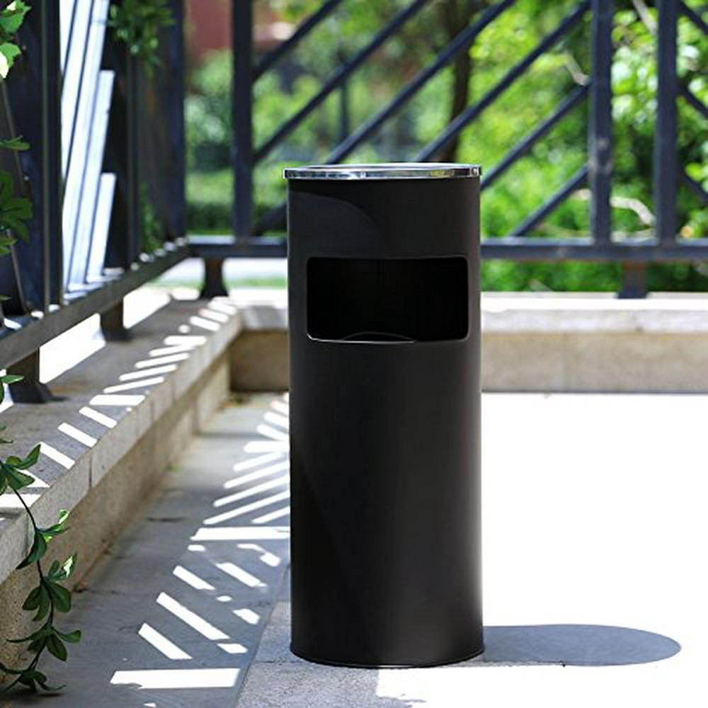 Standing Ashtray Cigarette Bin Outdoor Stainless Steel Black 60.5 X 24. ...