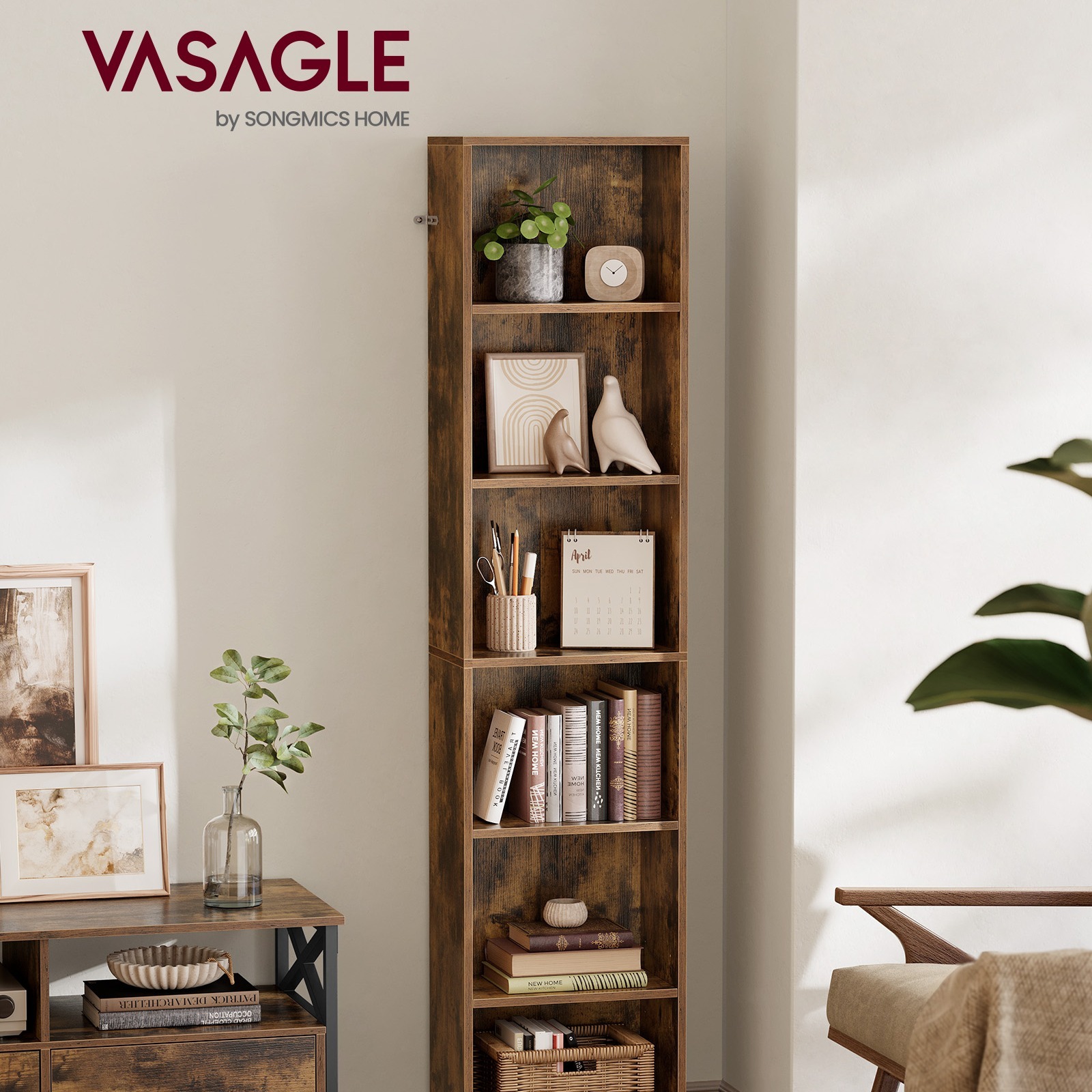 Vasagle Bookcase, Lbc167k01, For Living Room, Study, Office, Bedroom ...