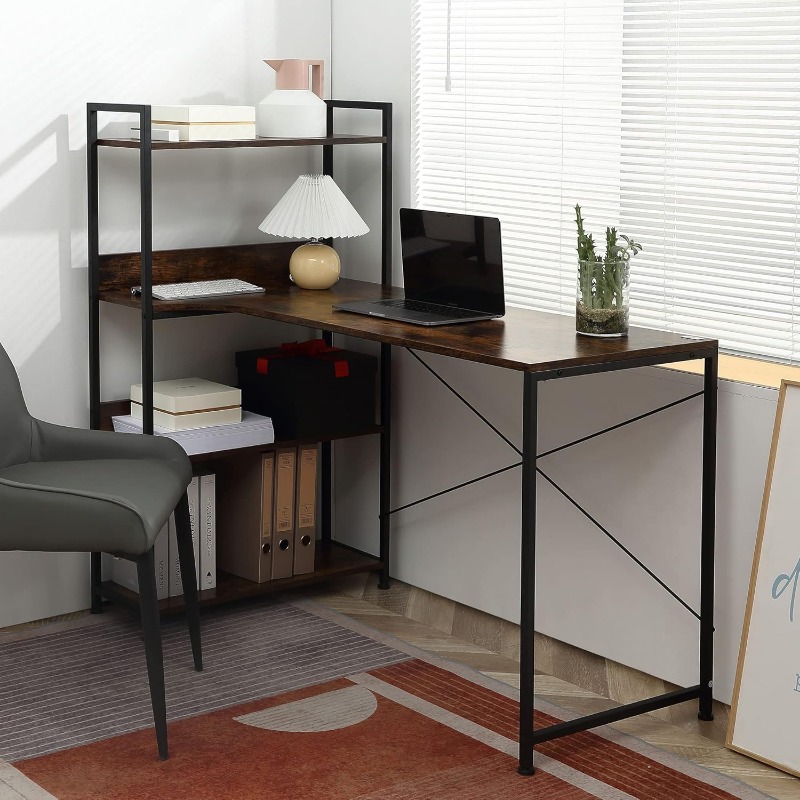 Retro Industrial Computer Desk Home Office Table 4 tier - Temu United