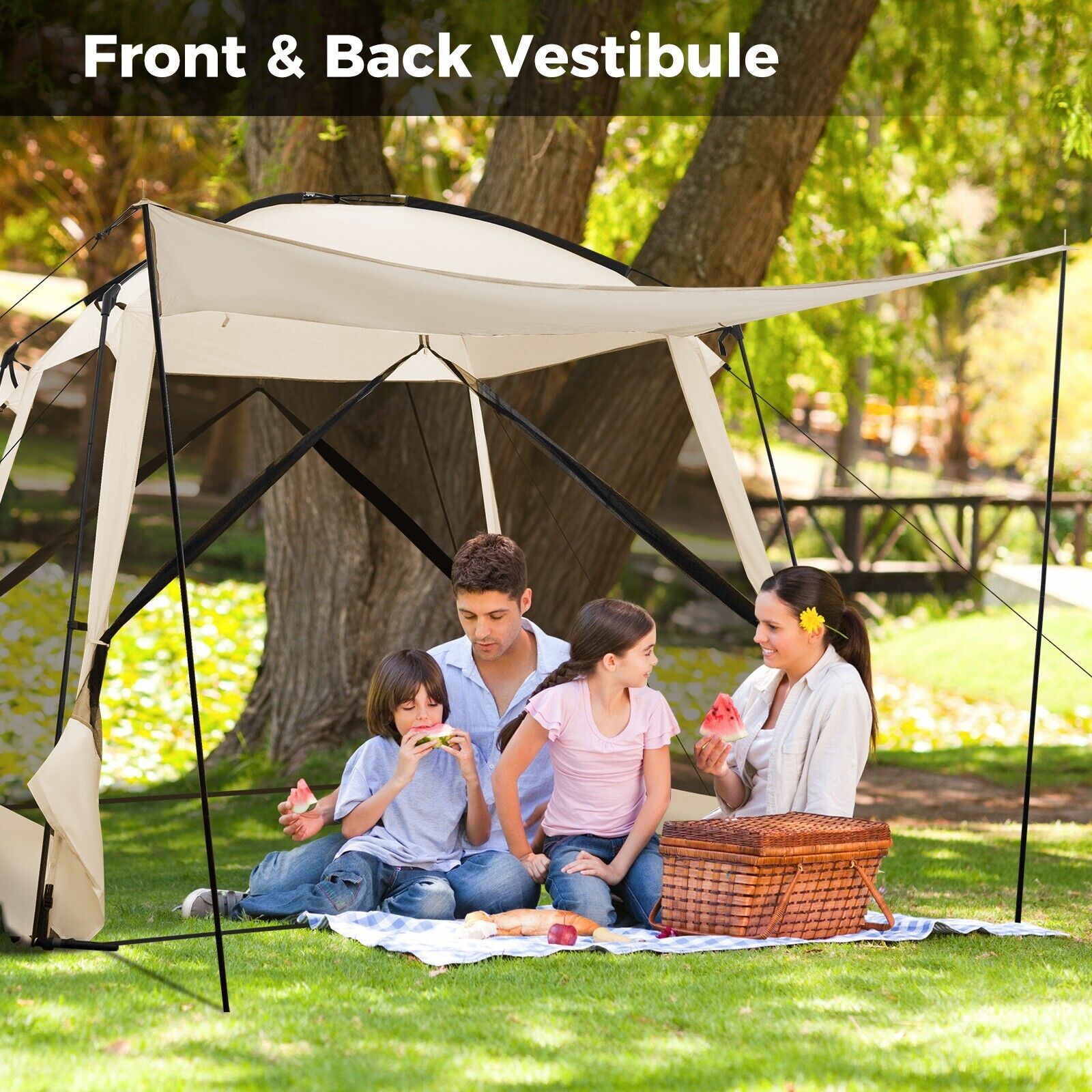 Costway 3 X 3 M Portable Camping Canopy Tent Screen Shelter Gazebo W ...