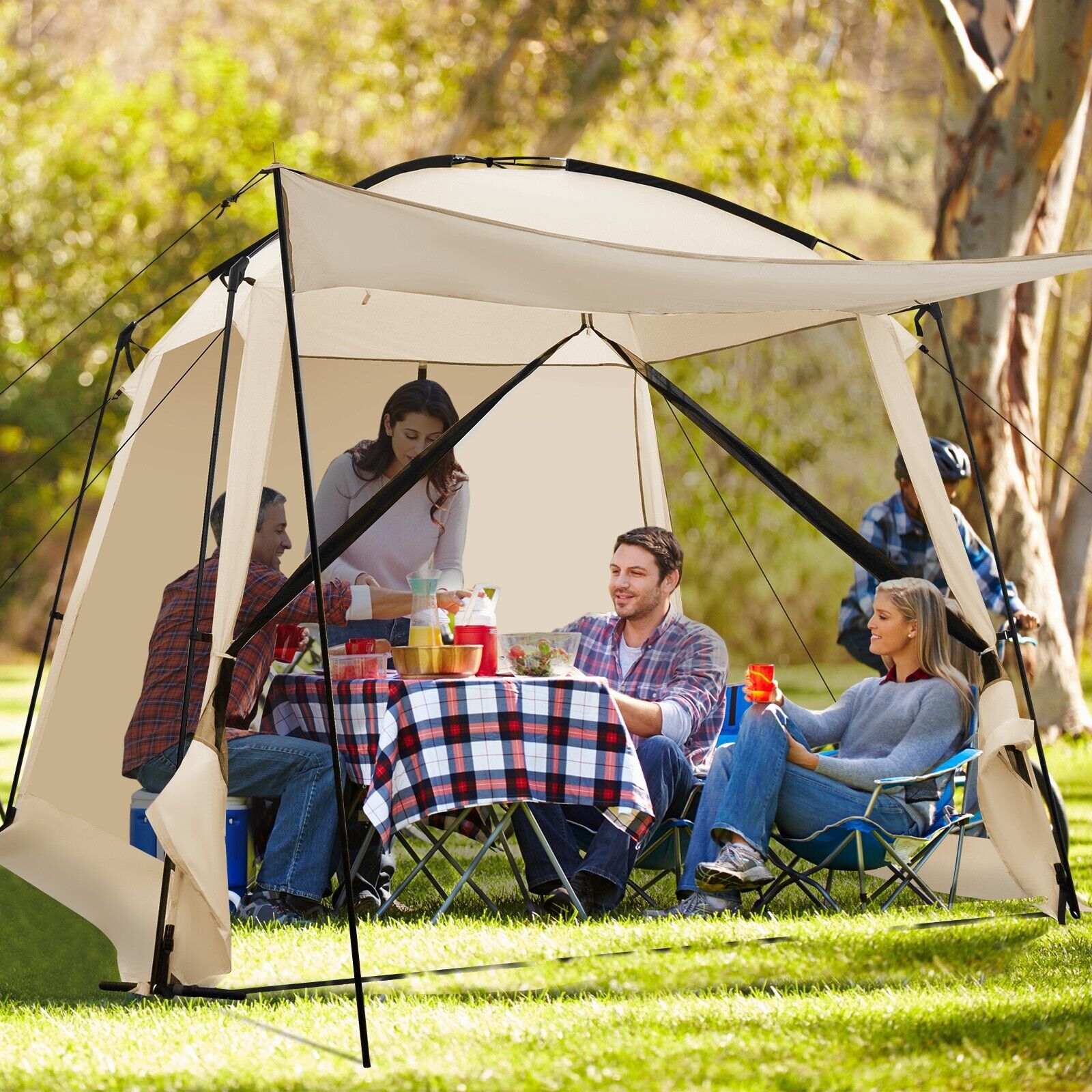Costway 3 X 3 M Portable Camping Canopy Tent Screen Shelter Gazebo W ...