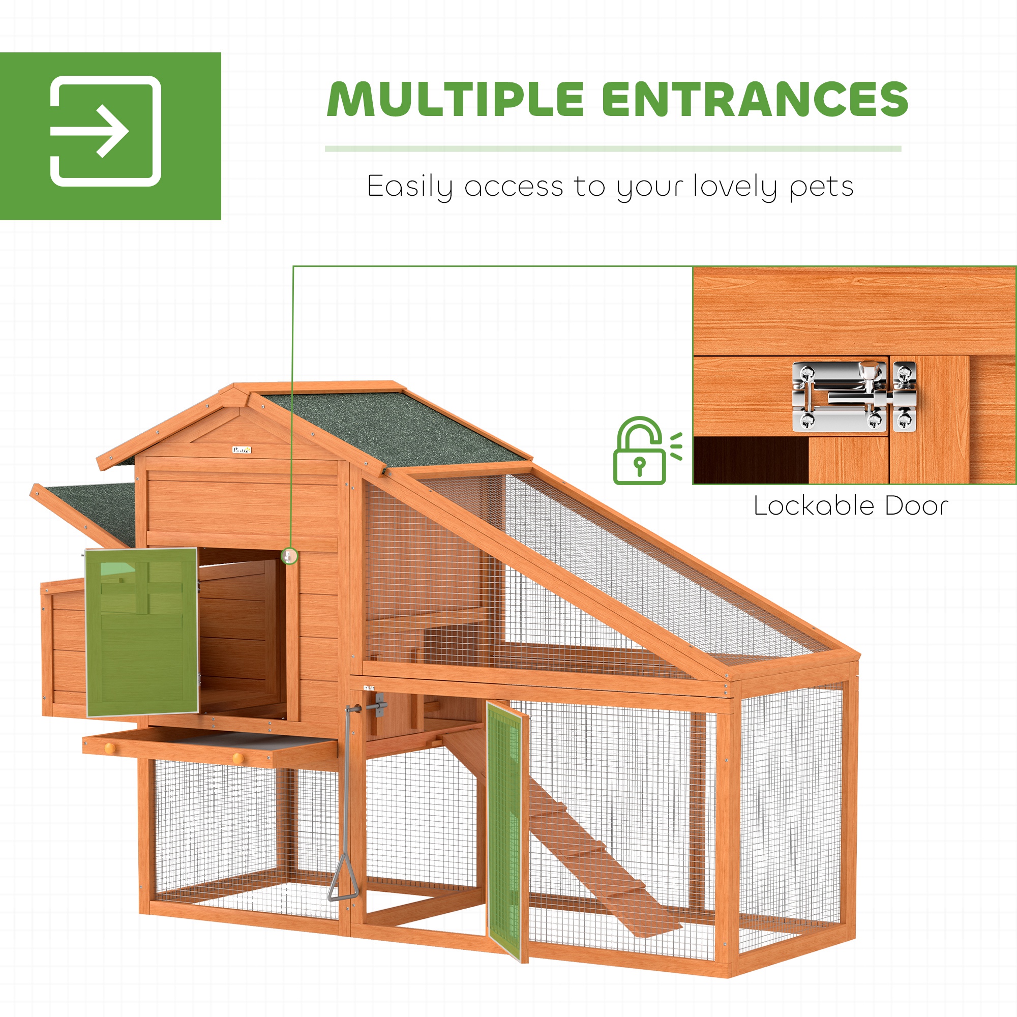Chicken Coop With Run Outdoor, Wooden , Poultry Coop With Nesting Box ...