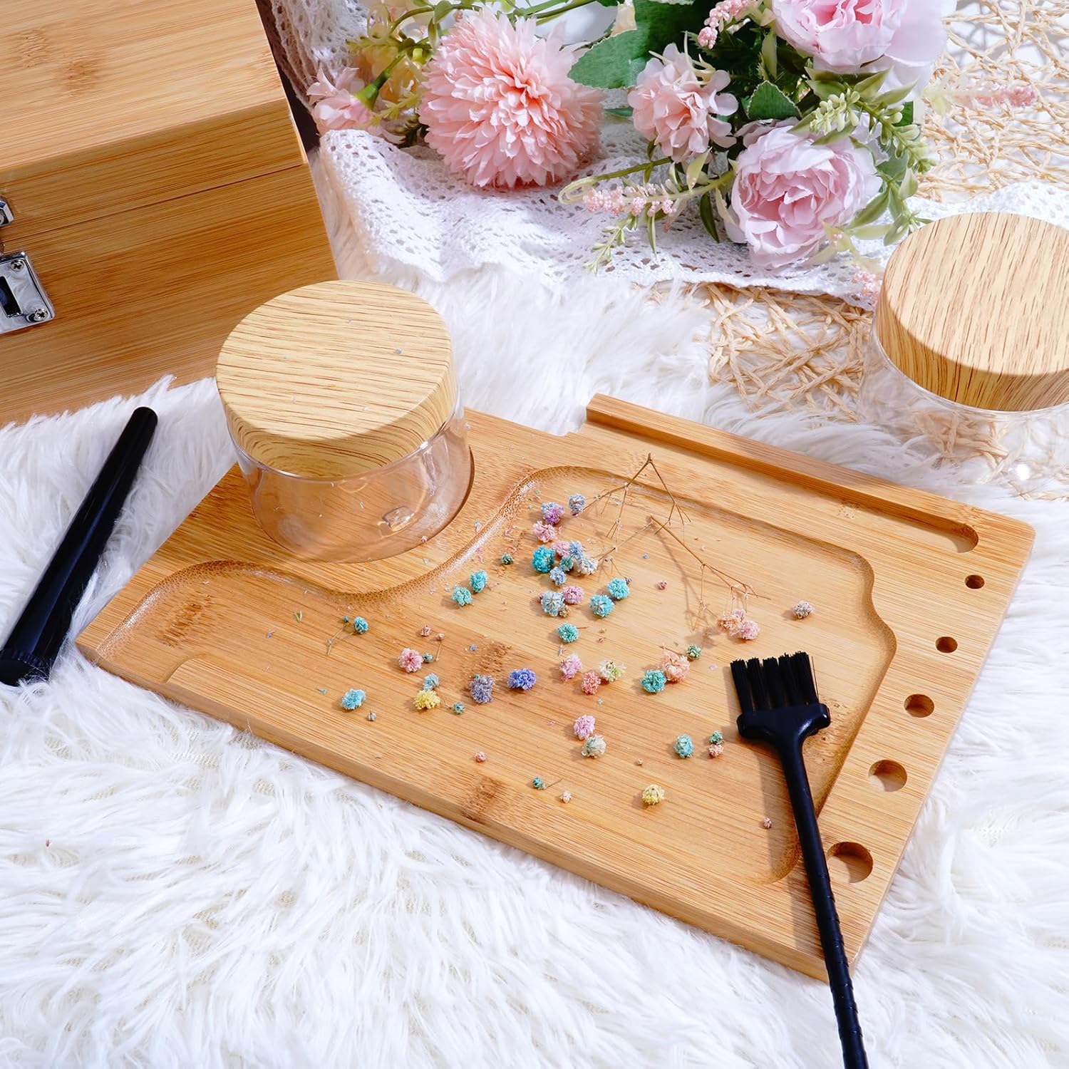 Bamboo Wooden Stash Box With Lock, Decorative Box Set With Lock ...
