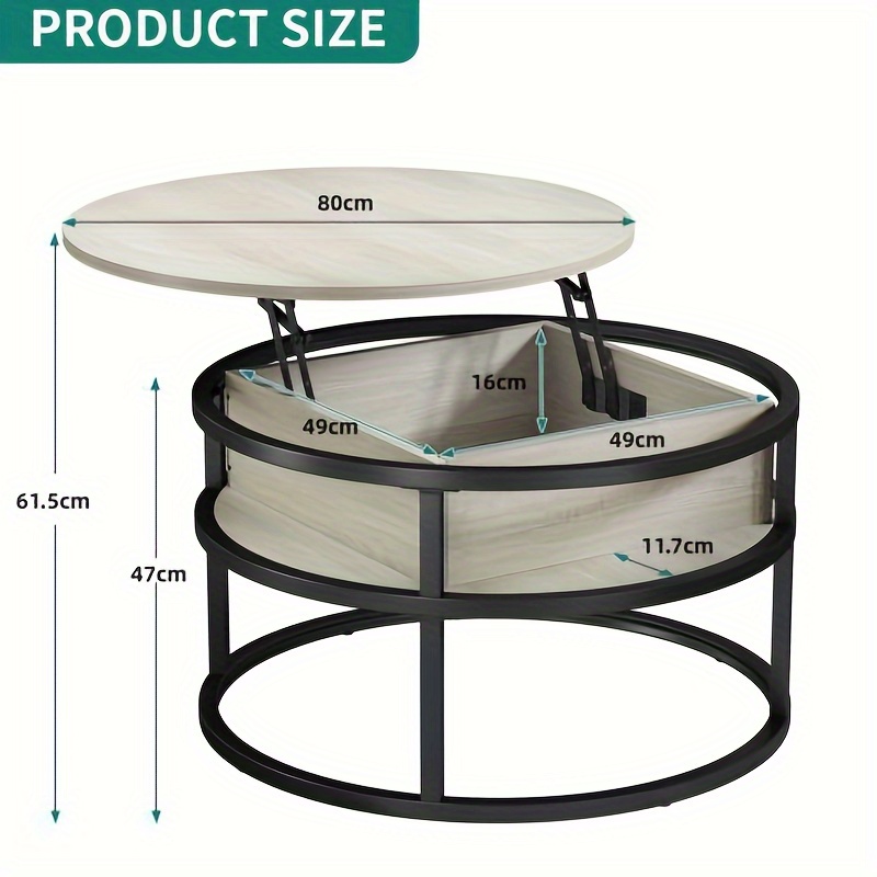 Round Lift Top Coffee Table Coffee Tables Living Room Hidden - Temu United