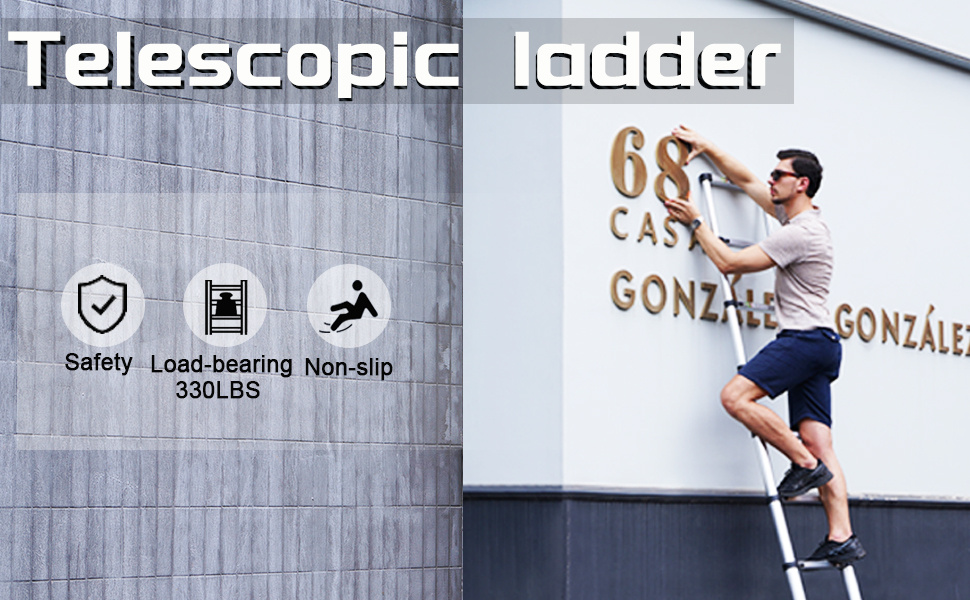 Telescopic Ladder, 10.5ft Aluminum Telescoping Ladder With Non-slip ...
