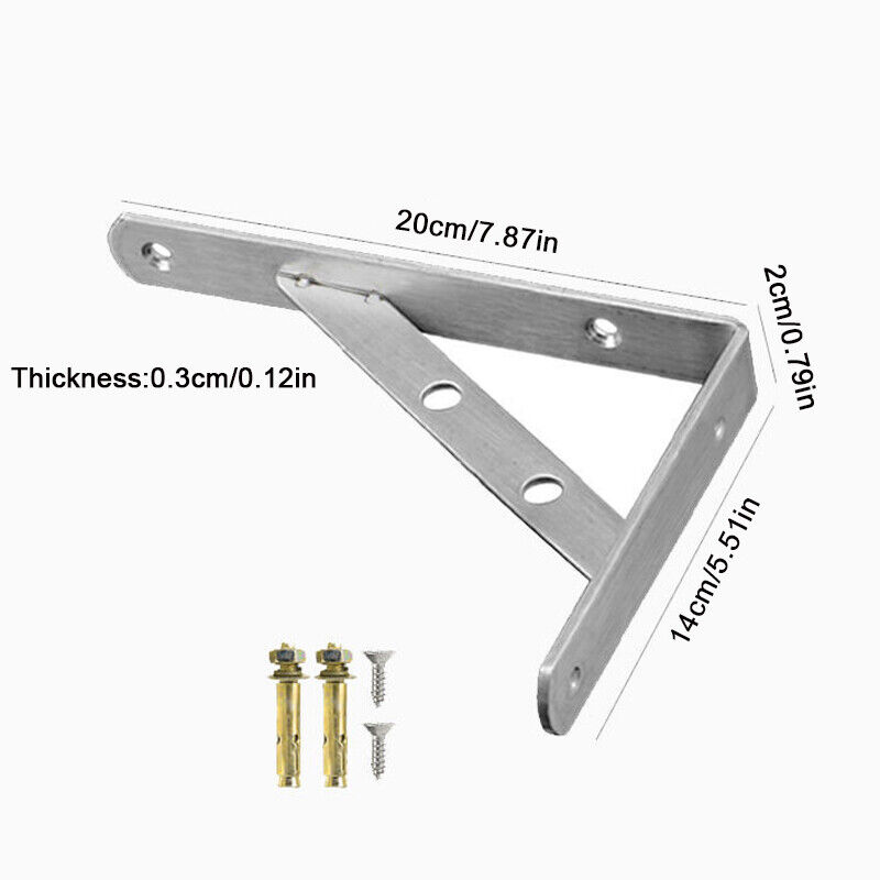 2pcs Heavy Duty L Shaped Angle Shelf Brackets Support Stainless Wall ...