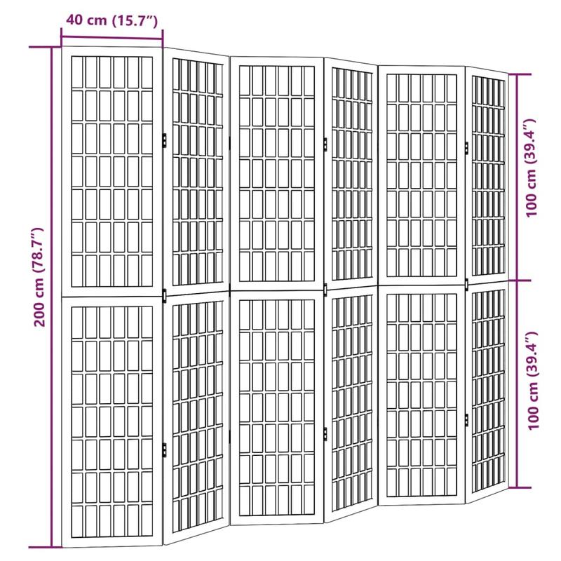 Paravent Cloison Séparation 6 Panneaux En Bois - Temu France