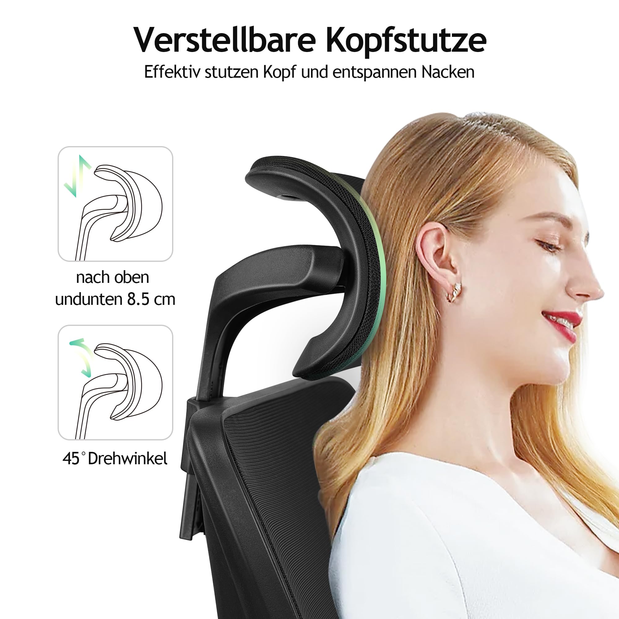 Office Chair Ergonomic Desk Chair Adjustable Headrest Lumbar - Temu Germany