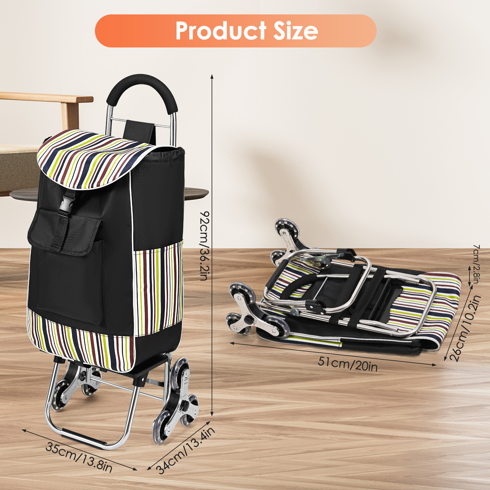 Foldable Shopping Trolley On 6 Wheels Lightweight Shopping Cart With ...