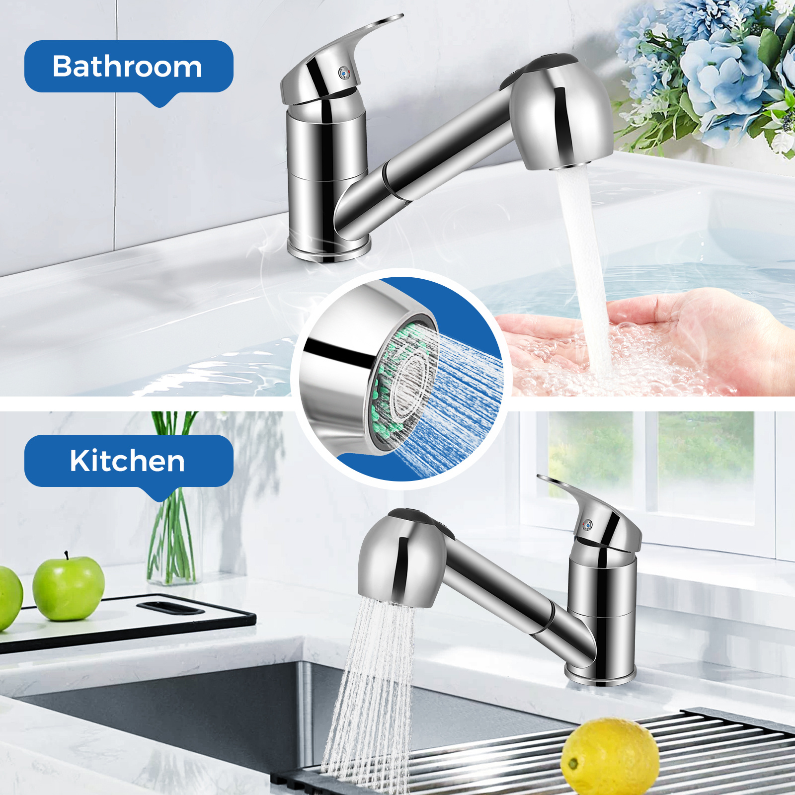 Kitchen Tap Extendib ° Rotatable Kitchen Sink Mixer Tap Kitchen With ...