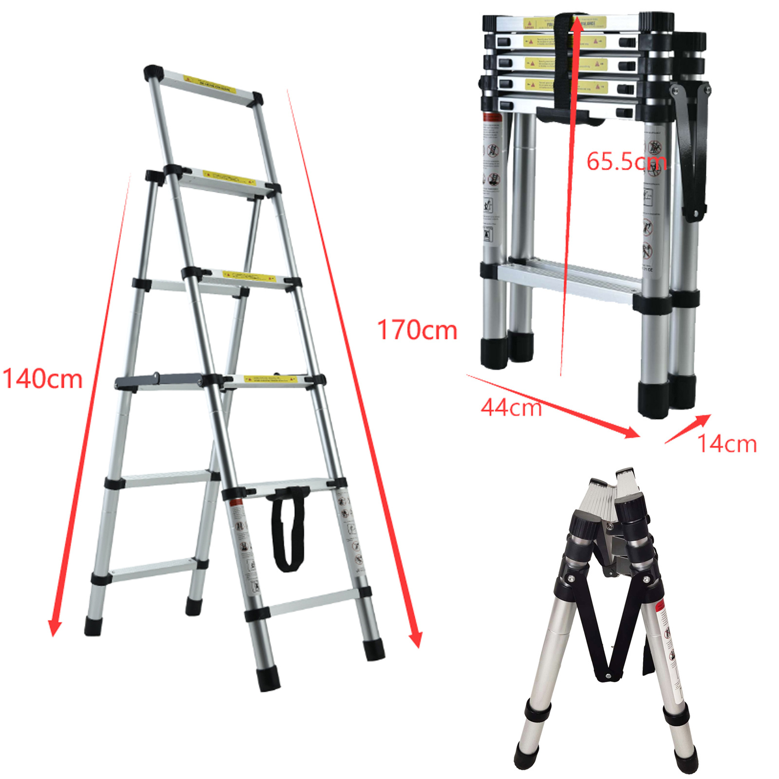 Telescopic Ladder 4+ Extension Ladder Aluminum Ladder Extendable ...