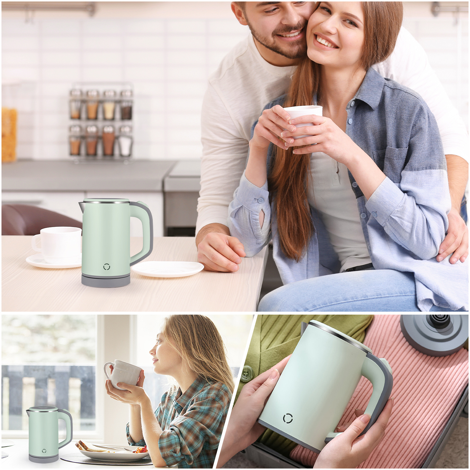 Travel Kettle Lightweight Small,800ml Kettles Electric Stainless Steel ...