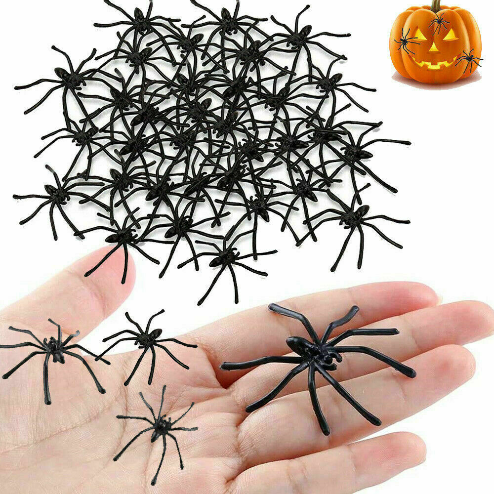 Black Plastic Spiders Insects Halloween Decorations Spooky - Temu United
