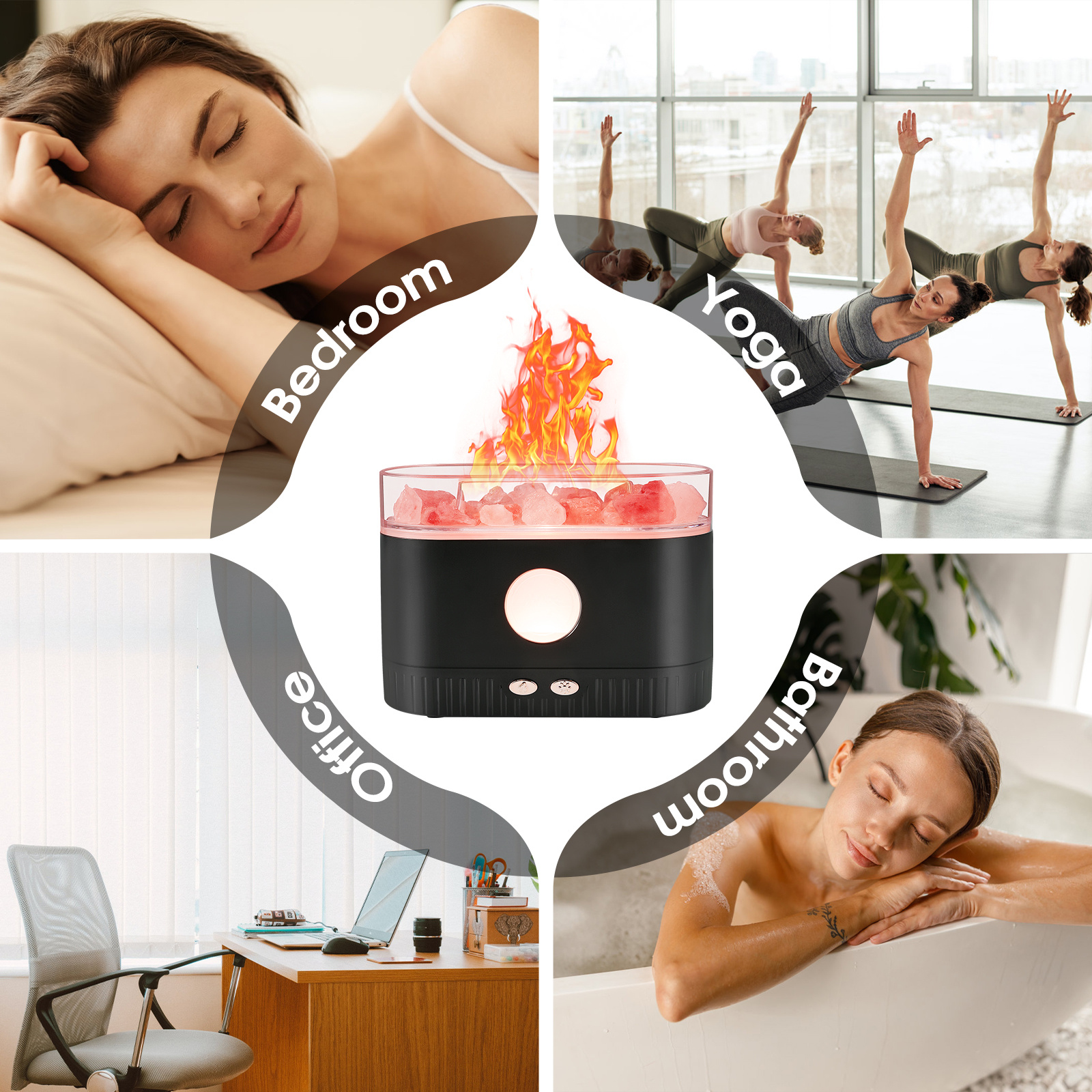 Flame Aroma Diffuser, 7 Essential Oils Diffuser, Humidifier, Fragrance ...