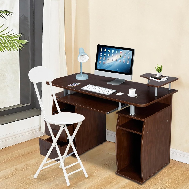 Wooden Computer Desk, Home Office Pc Laptop Table Writing Workstation ...