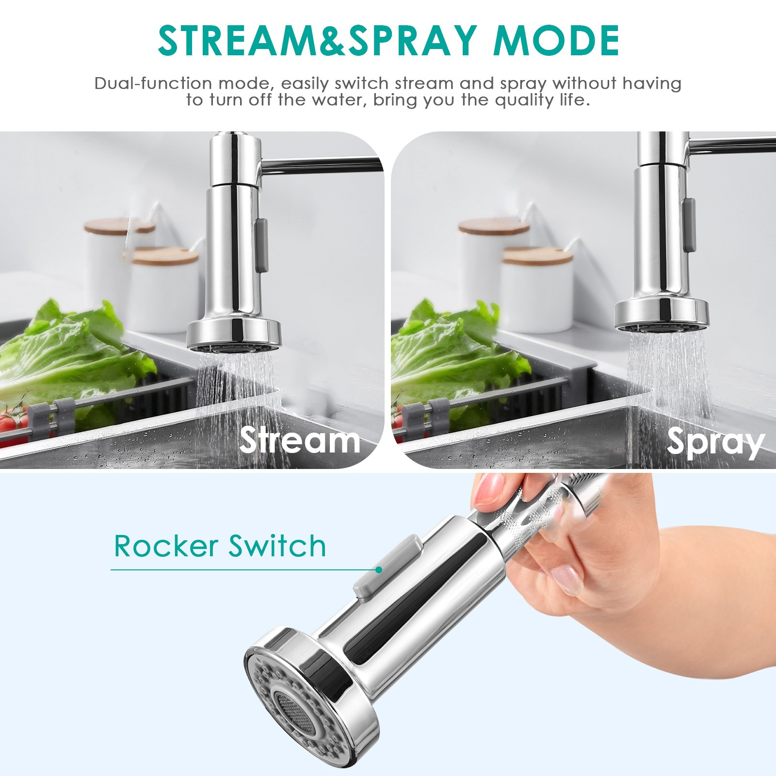 Kitchen Sink Mixer Tap Pull Sprayer Commercial - Temu United Kingdom