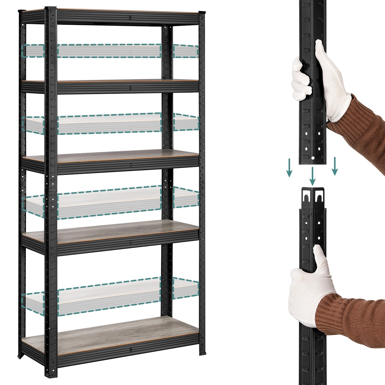 Shelving Unit, 30 X 75 X 150 Cm, 650 Kg Load Capacity (130 Kg Per Shelf ...