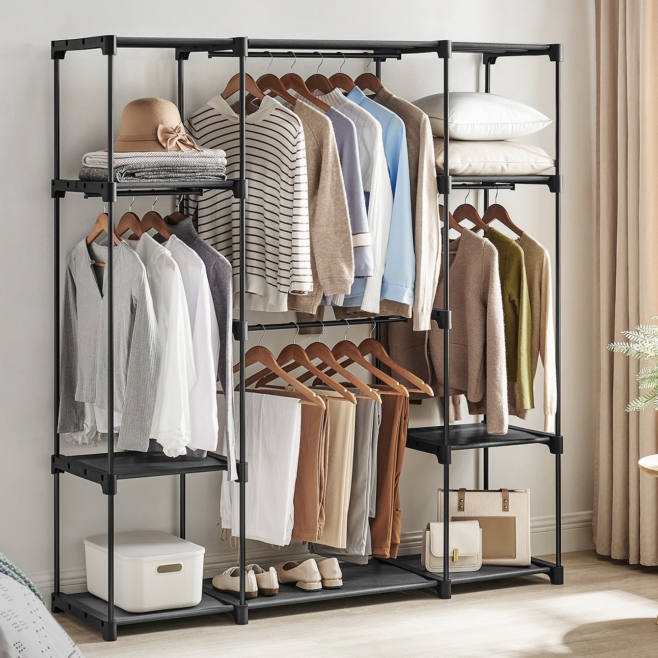 Clothes Wardrobe, Clothes Rack, Portable Closet, 43 X 151 X 166 Cm, 4 ...