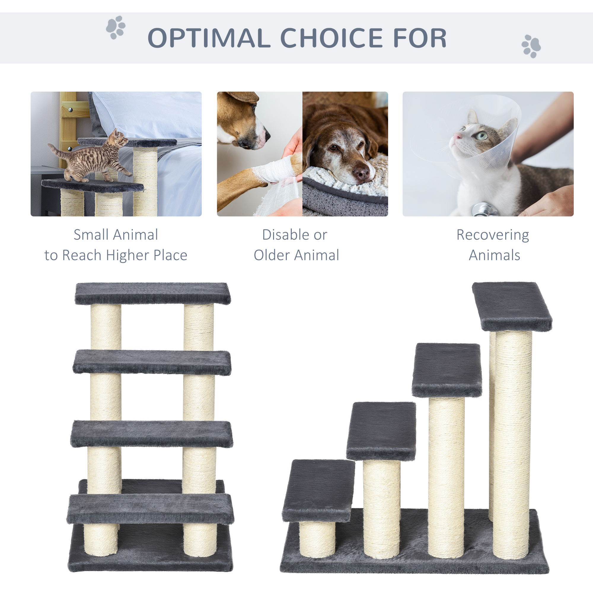 Dog Steps For Bed 4 Step Pet Stairs For Dog Cat Ladder Scratch Post ...