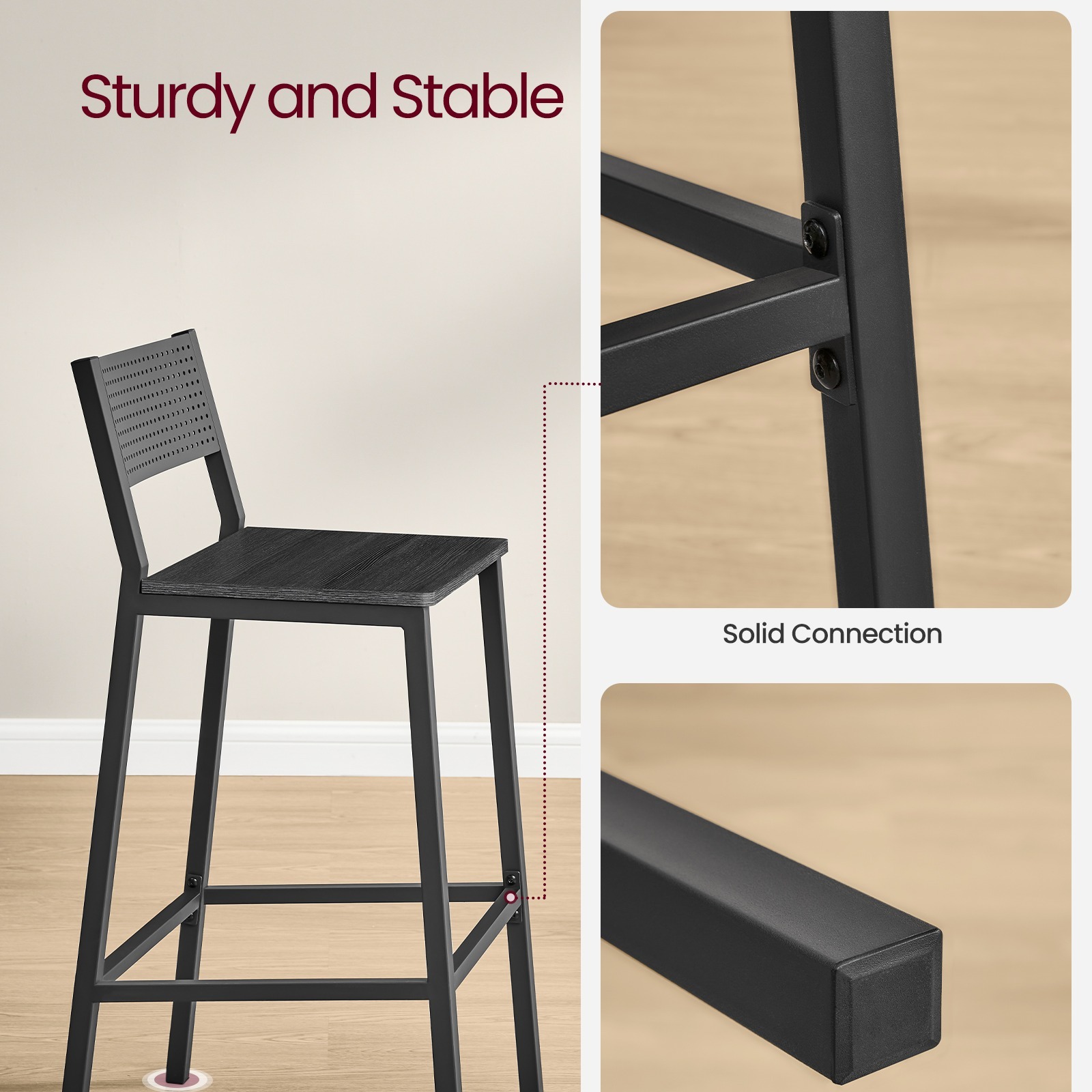 Vasagle Breakfast Kitchen Bar Stool Set Of 2, Counter Chairs, For ...