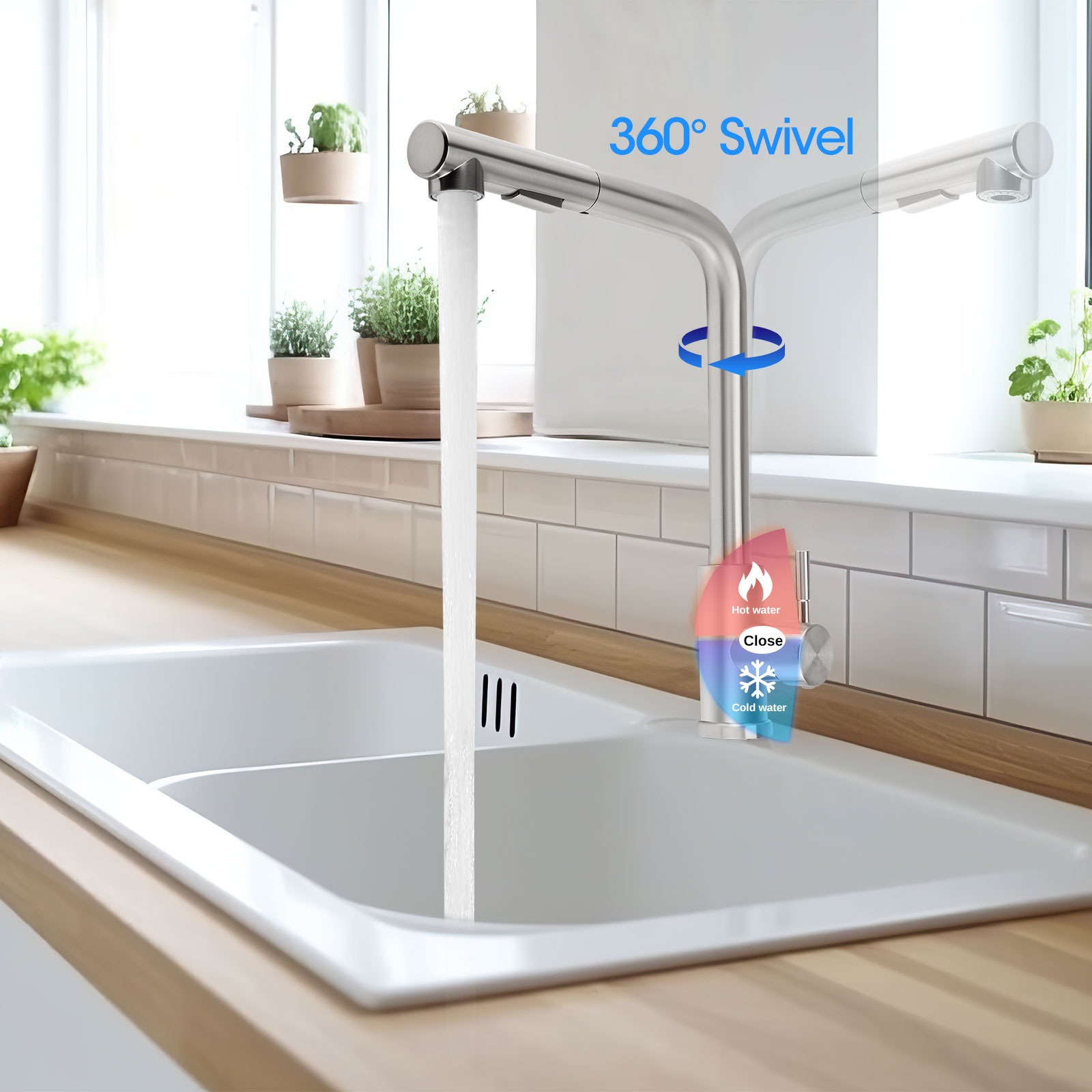 304 Stainless Steel Kitchen Tap Kitchen Taps Mixer Pull - Temu United ...