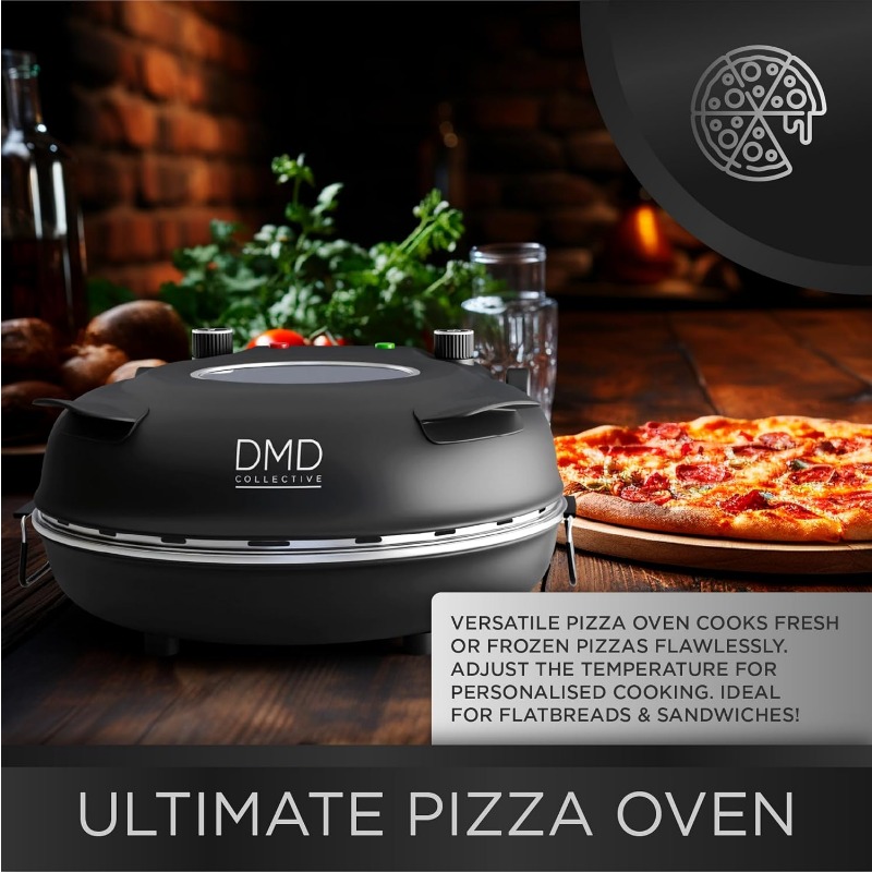 12'' Electric Pizza Oven With Stone Base, Glass Window & 2 Pizza ...