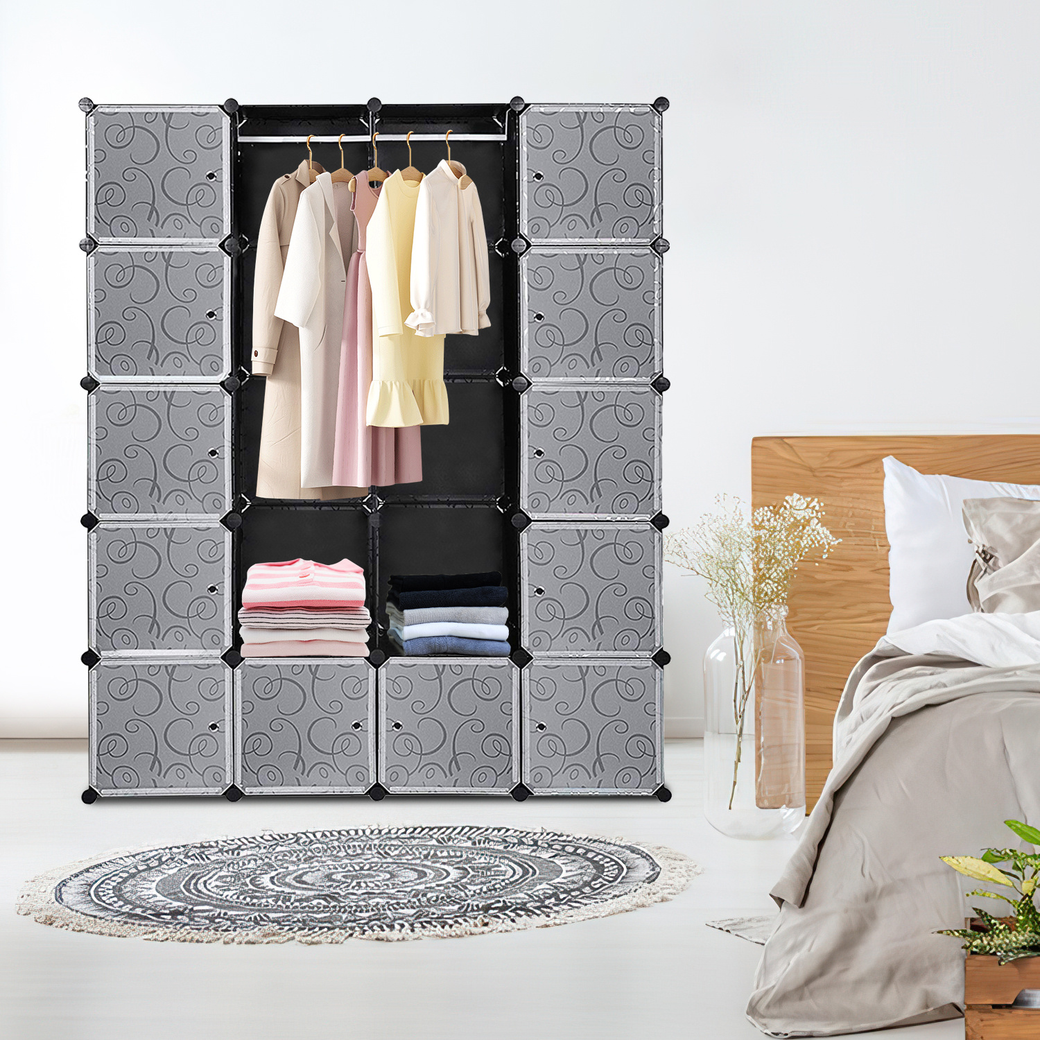 Diy Wardrobe With 20 Boxes Plastic Wardrobe Insert Diy Shelf System ...