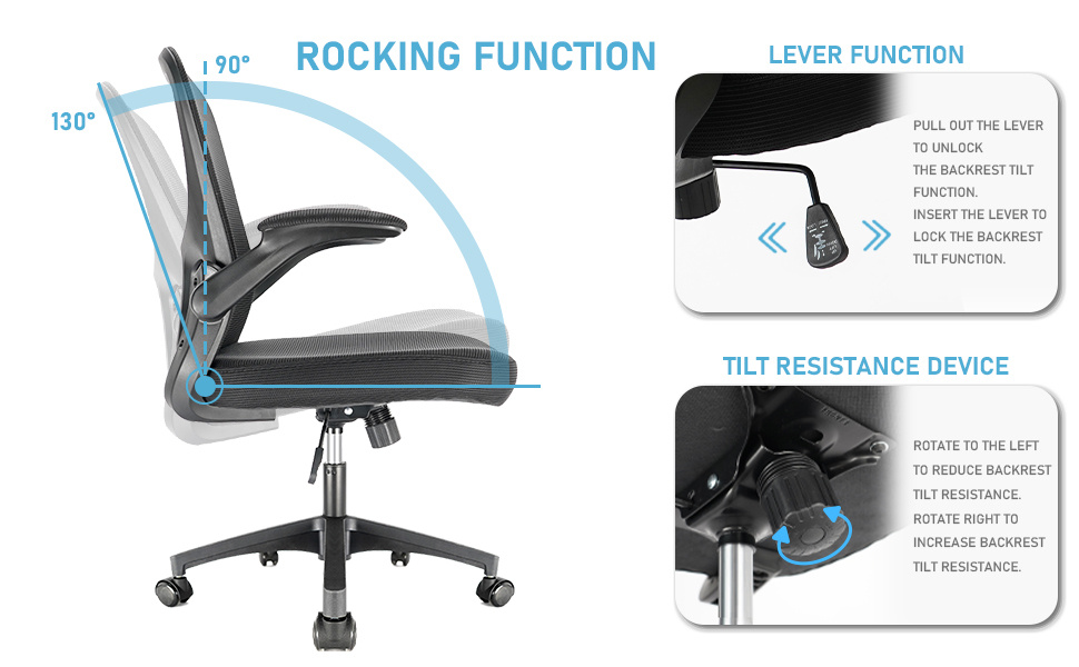 Office Chair Ergonomic, Desk Chair With 90 Flip-up Armrests And Lumbar ...