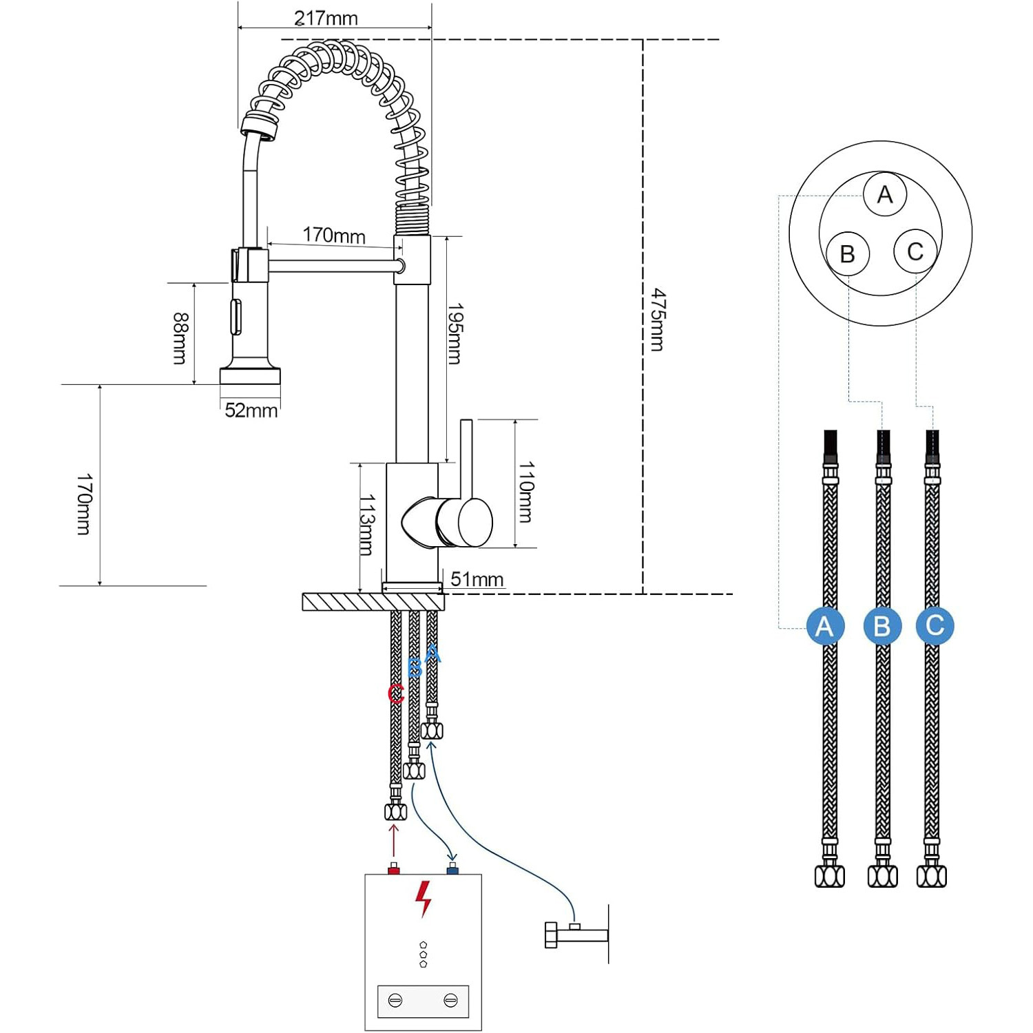Low Pressure Kitchen Tap, High Arc Tap, Kitchen Mixer Tap, Kitchen Tap ...