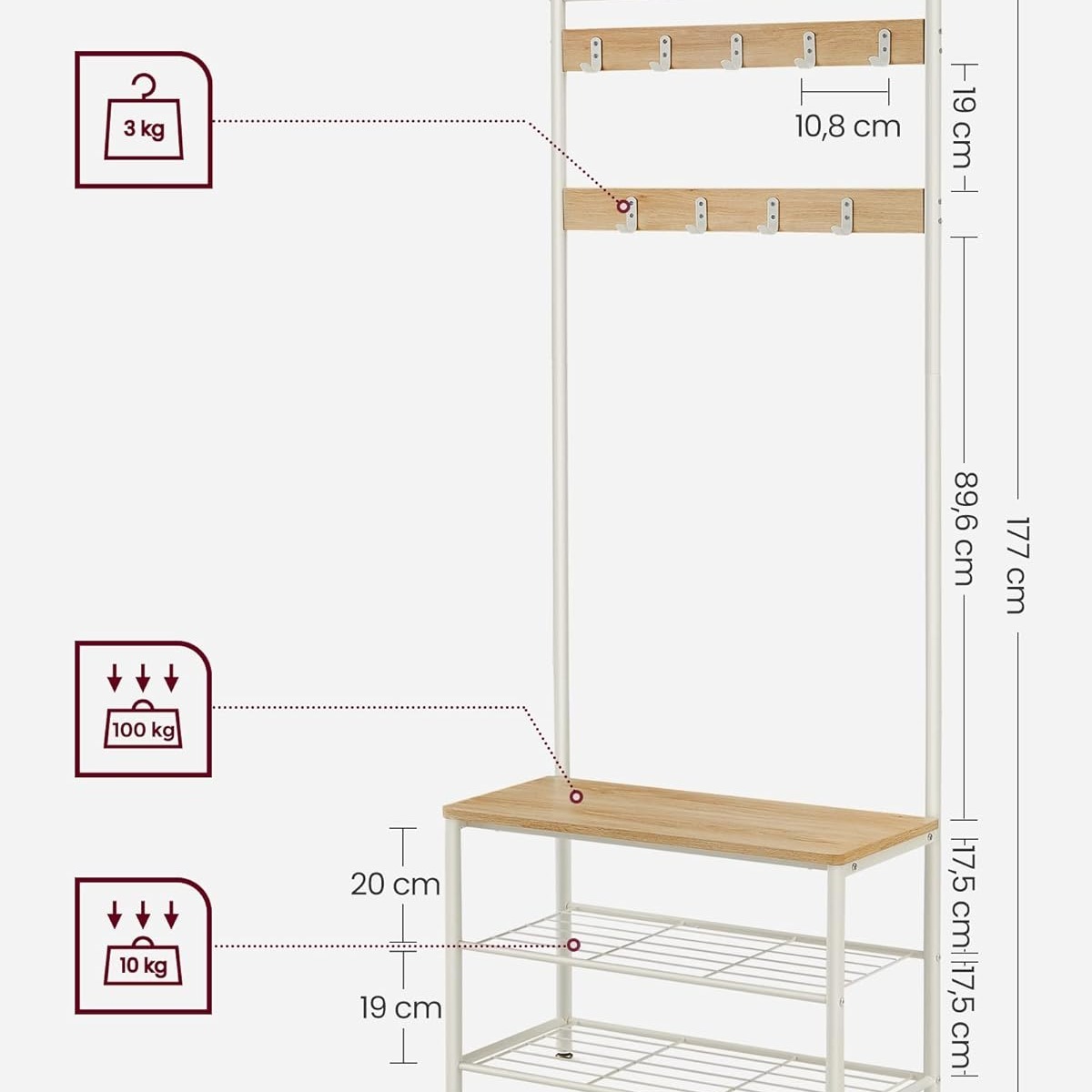 Coat Rack Coat Stand Shoe Storage Bench Hall Tree - Temu United