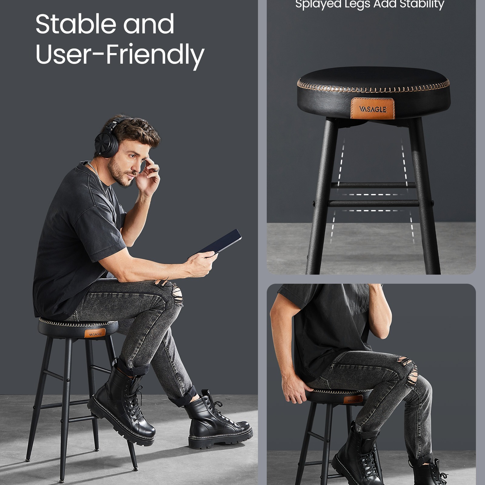 Vasagle Collection - Bar Stools Set Of 2, Kitchen Counter Stools ...