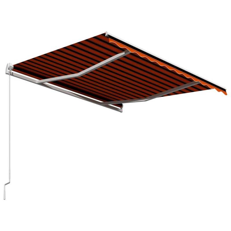 Manually Extendable Awning, Door Canopy, 350 X 250 Cm, Orange And Brown ...