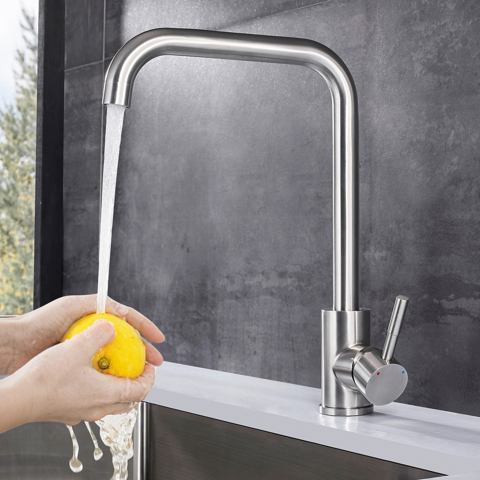 Kitchen Tap Fitting, 360 Rotatable Sink Tap Fitting, Stainless Steel ...