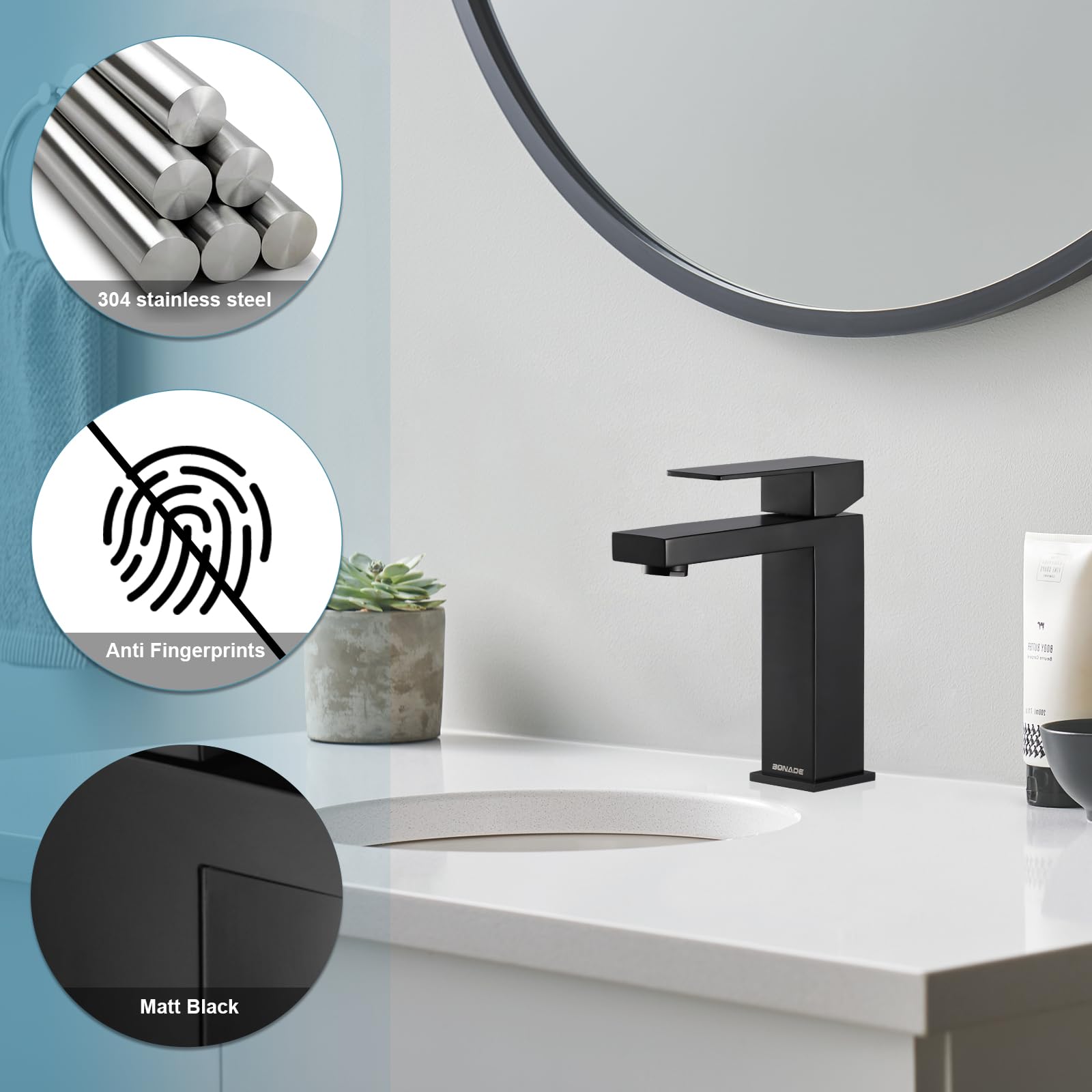 Bathroom Black Basin Mixer Tap Matt Brass Mixer Tap For Square Bathroom ...