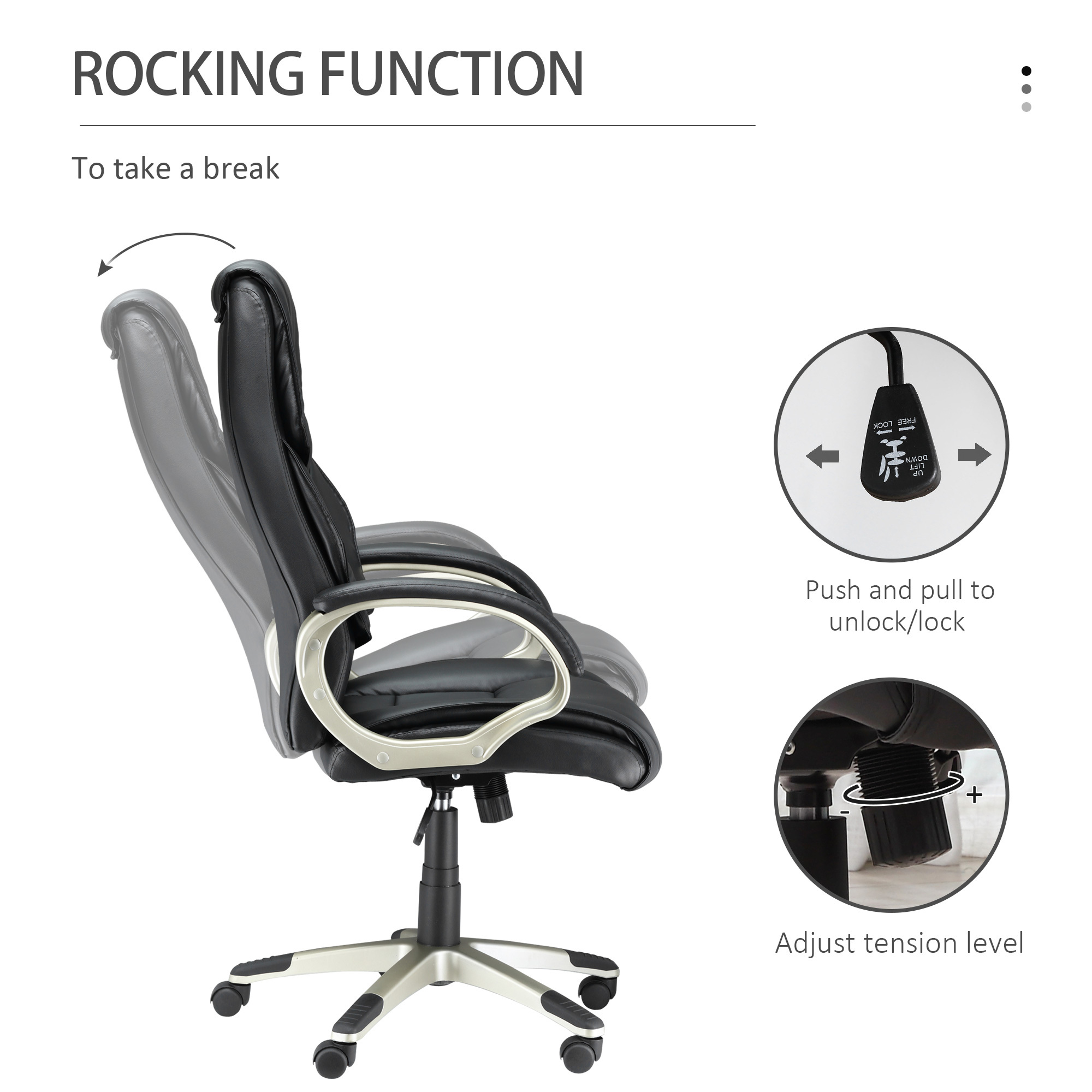 High Back Computer Office Chair Faux Leather Swivel Desk Chair With ...