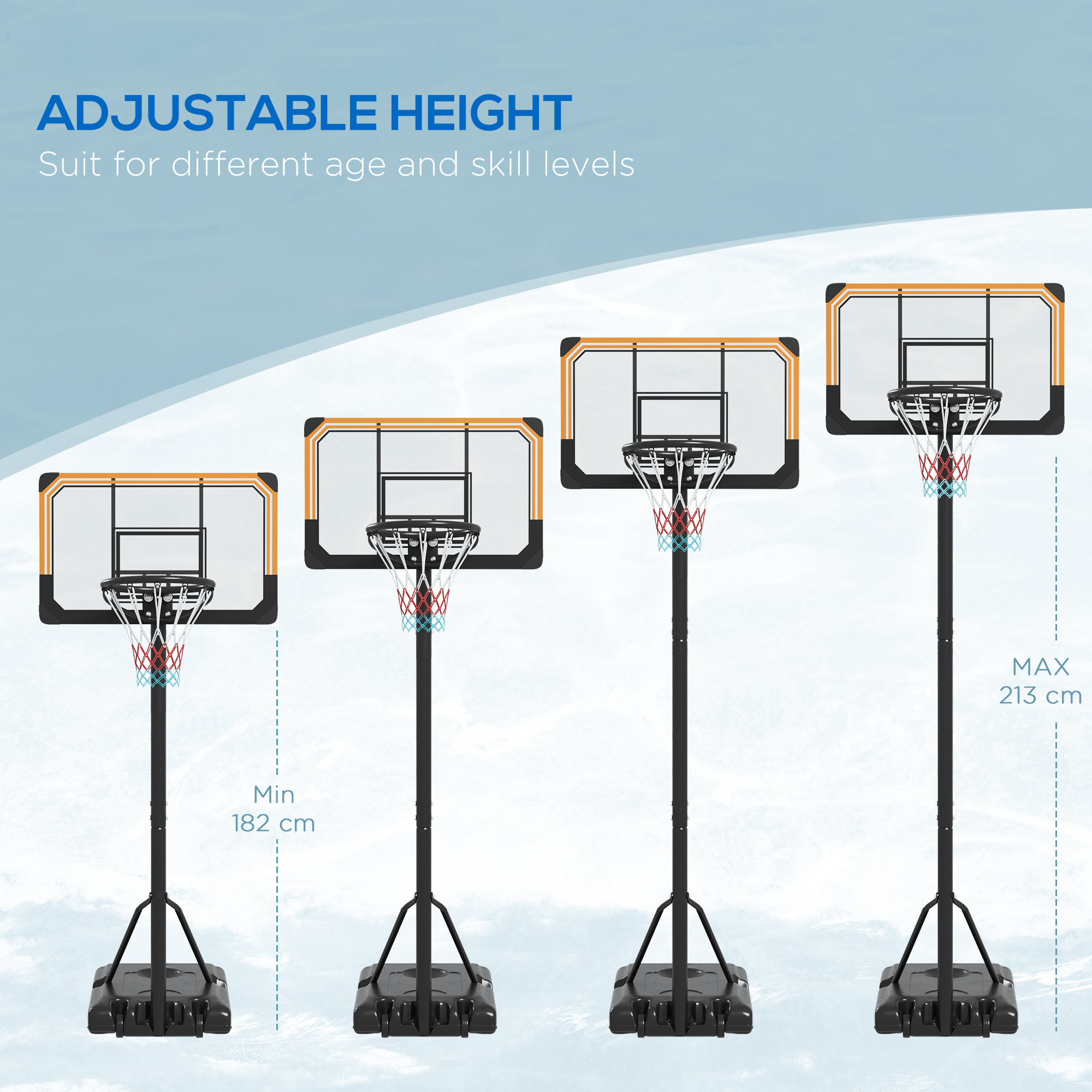 Height Adjustable Basketball Hoop And Stand, Freestanding Basketball ...