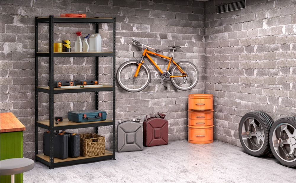5-tier Garage Storage Shelves, 90x45x180cm Adjustable Boltless Rack ...