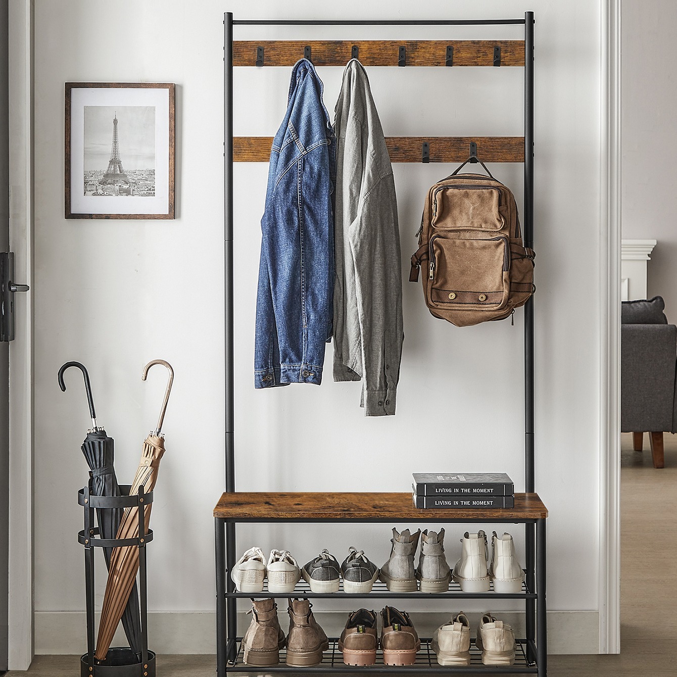Coat Rack Coat Stand Shoe Storage Bench Hall Tree - Temu United