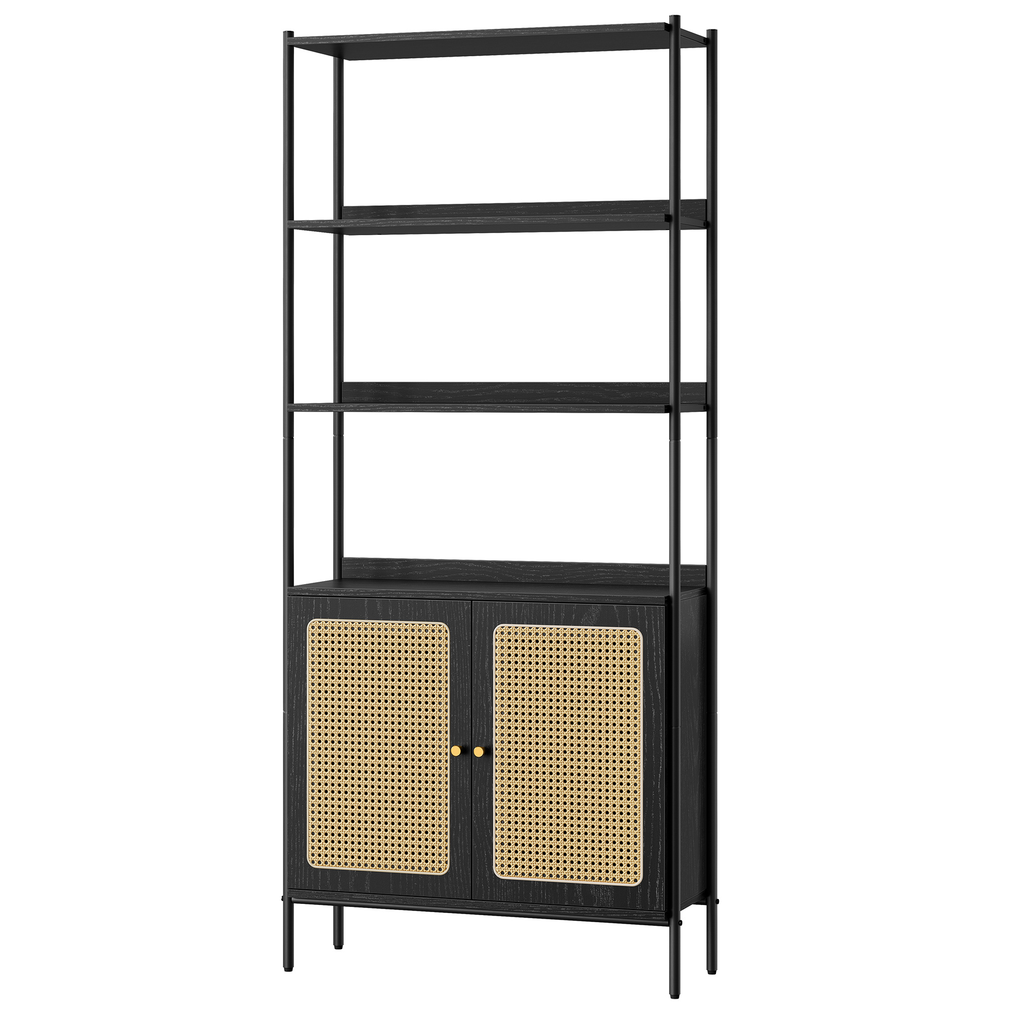Vasagle 6-tier Bookcase, Tall Bookshelf With Rattan-like Doors, Boho ...