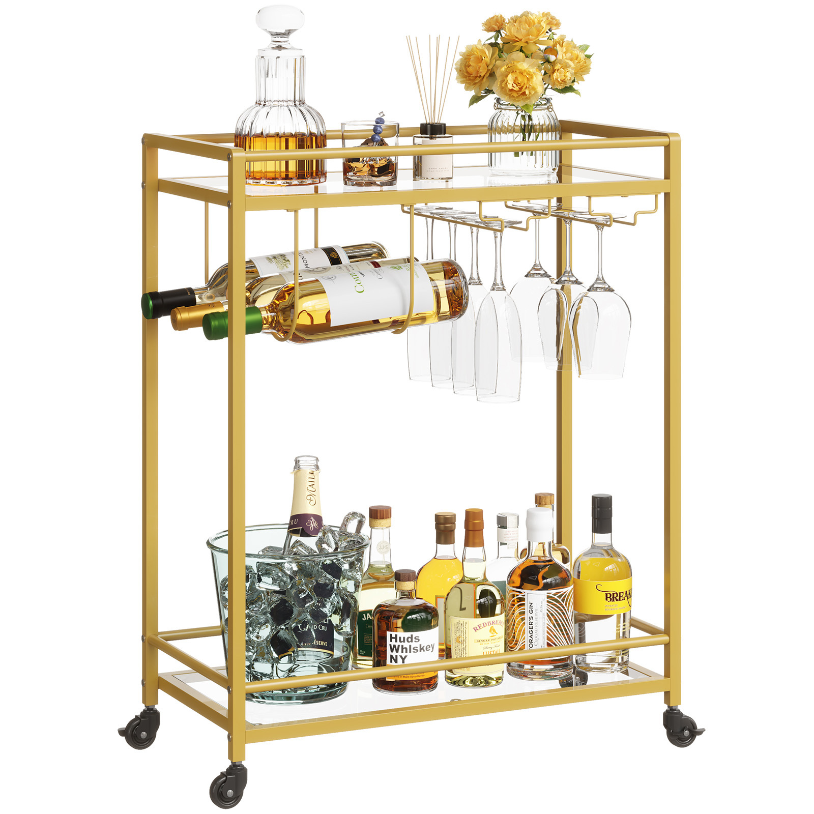 Drink Trolley, Rolling Serving Wine Trolley On Lockable Wheels, Bar ...